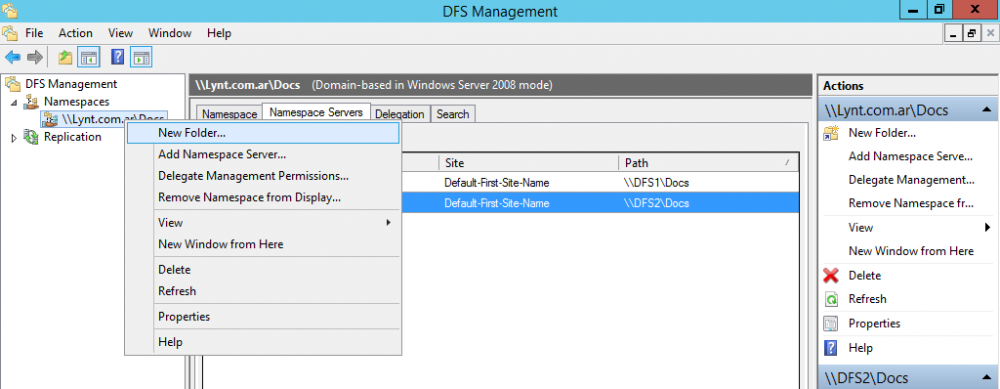 Como configurar replicación Distributed File System (DFS) Windows server 2012 R2.
